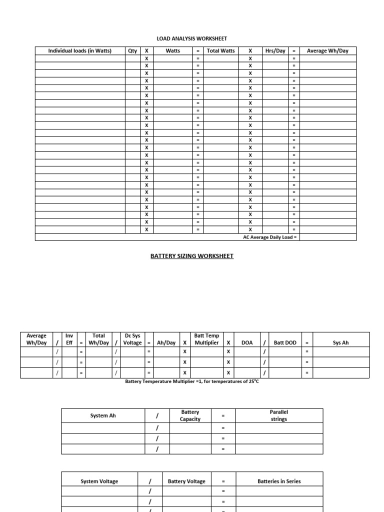LOAD ANALYSIS WORKSHEET | PDF | Photovoltaic System | Renewable Energy