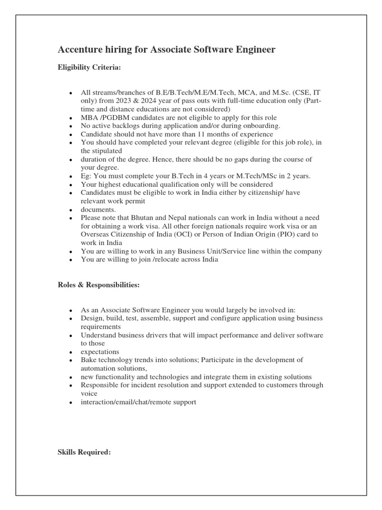 ENG JD - Accenture | PDF | Software Development Process | Computing