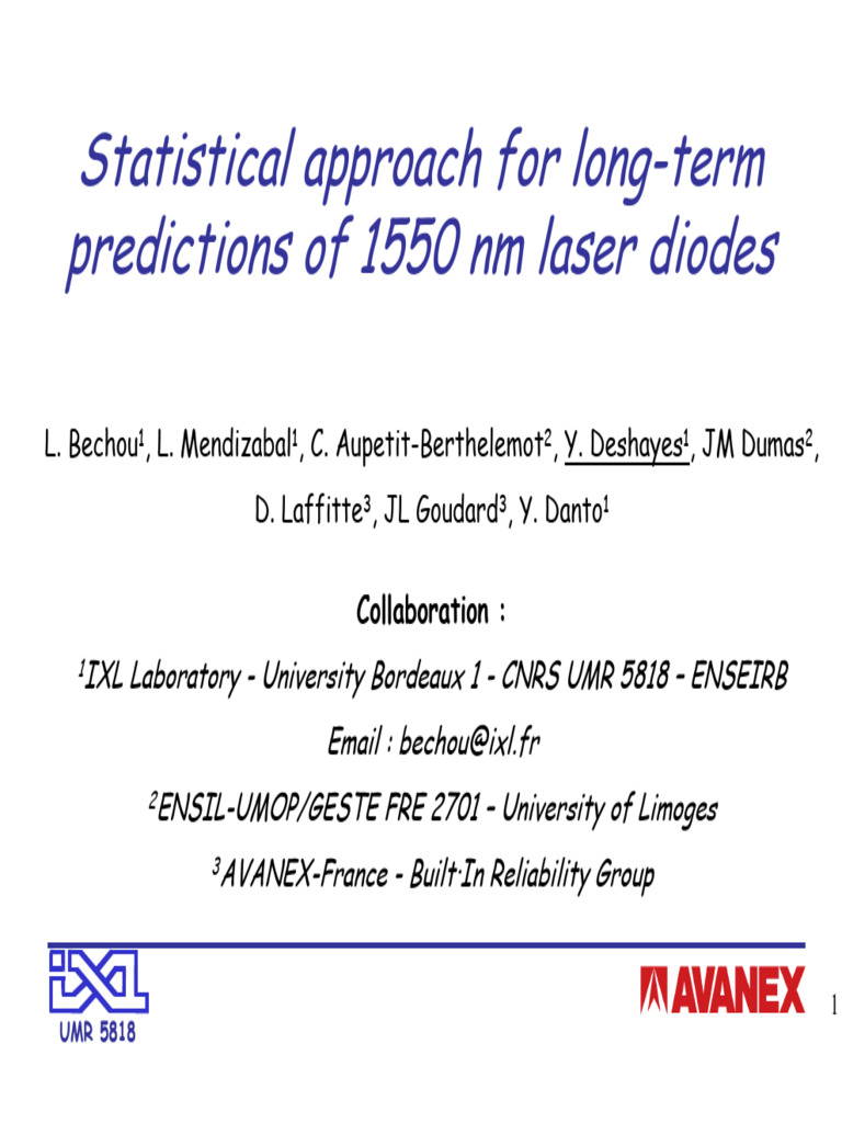05 02 Statistical Approach For Long Term Predictions of 1550 NM Laser Diodes | PDF | Laser Diode ...