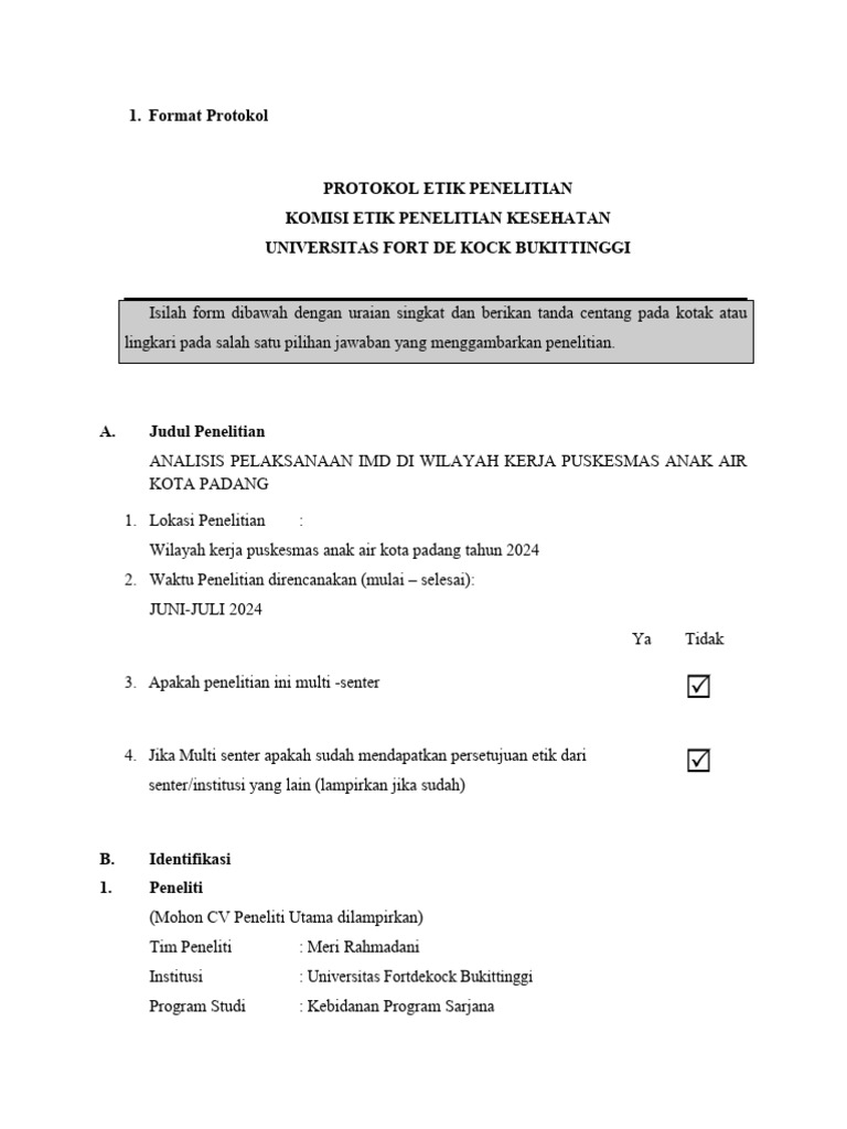 Formulir Protokol Etik PDF | PDF | Kesehatan Holistik