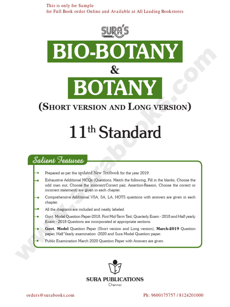Class 11 Bio Botany em Sample Study-Materials - Sura Books | PDF ...