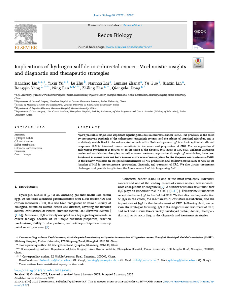 hidrogen sulfida | PDF | Metabolism | Mitochondrion