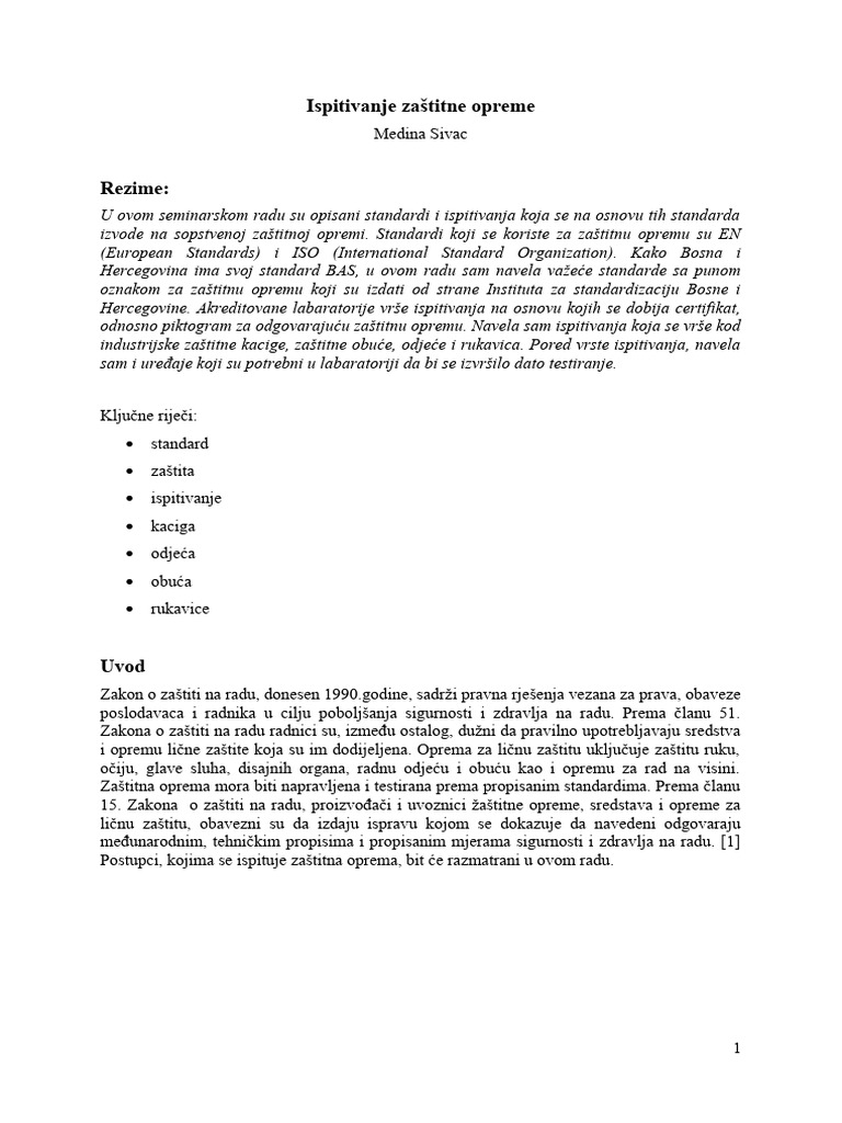 Ispitivanje Sigurnosne Opreme | PDF