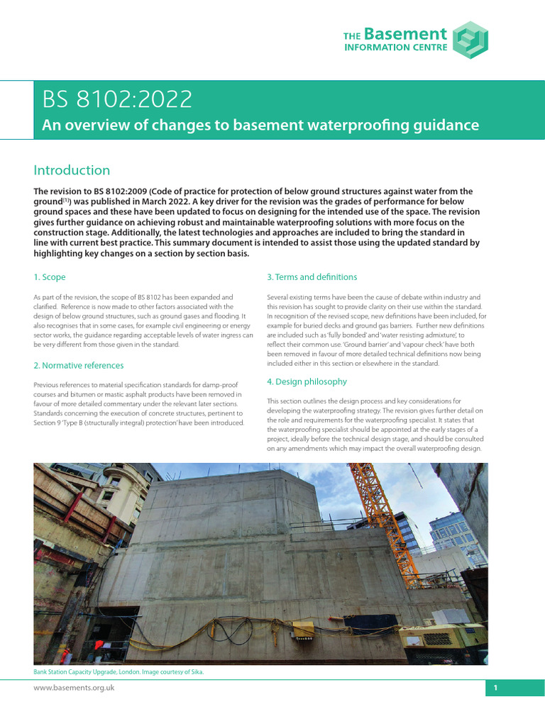 BS 8102.2022 An overview of changes to basement waterproofing guidance | PDF | Concrete | Basement