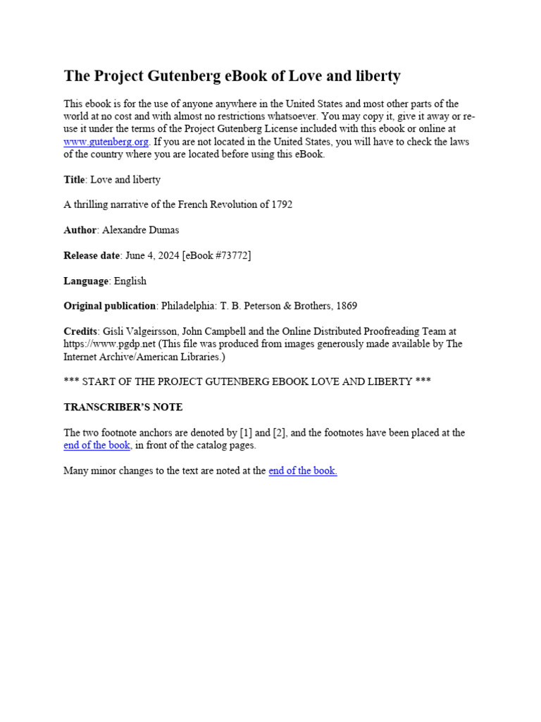 Love and Liberty A Thrilling Narrative of The French Revolution of 1792 | Download Free PDF ...