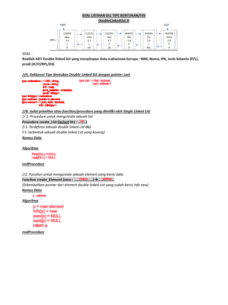 Soal Latihan ADT DLL - KEY | PDF