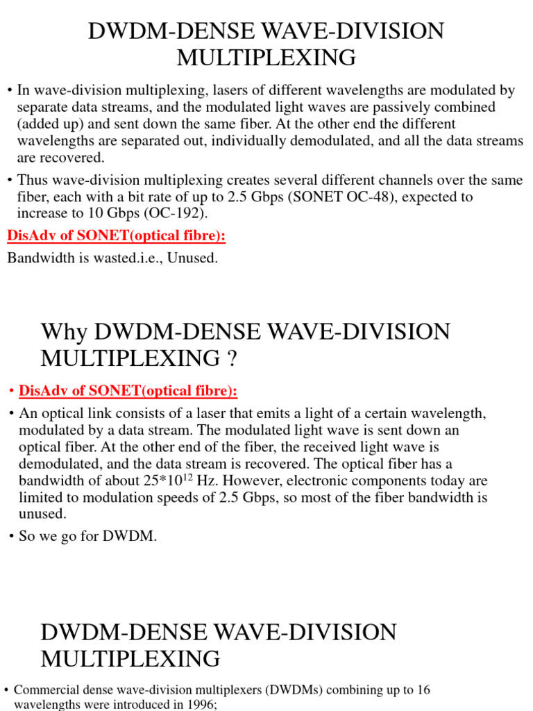 DWDM | PDF | Wavelength Division Multiplexing | Fiber To The X