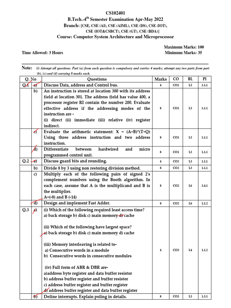 CS102401 - Computer System Architecture and Microprocessor | PDF | Cpu Cache | Central ...