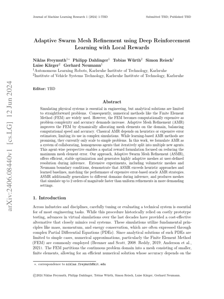 Adaptive Swarm Mesh Refinement Using Deep Reinforcement Learning With Local Rewards | PDF ...