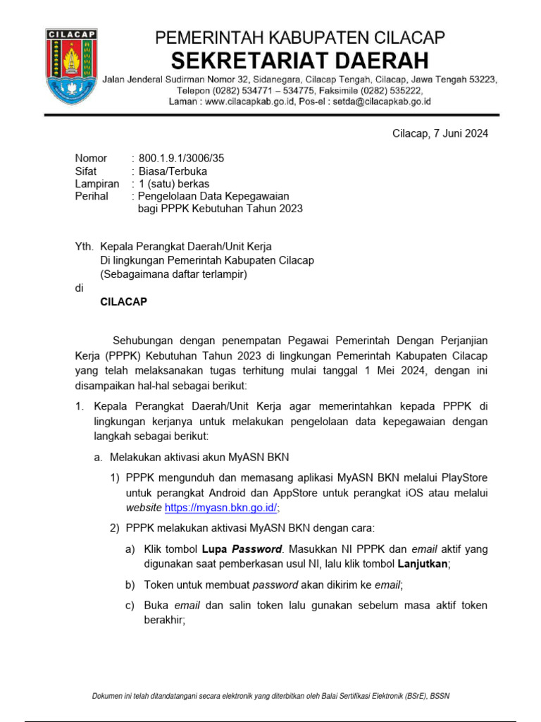 Surat Data PPPK | PDF