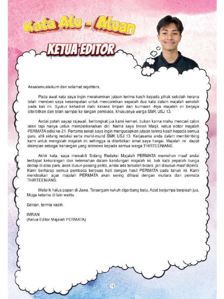 KATA ALU ALUAN KETUA REDAKSI MURID | PDF KATA ALU ALUAN KETUA REDAKSI MURID | PDF