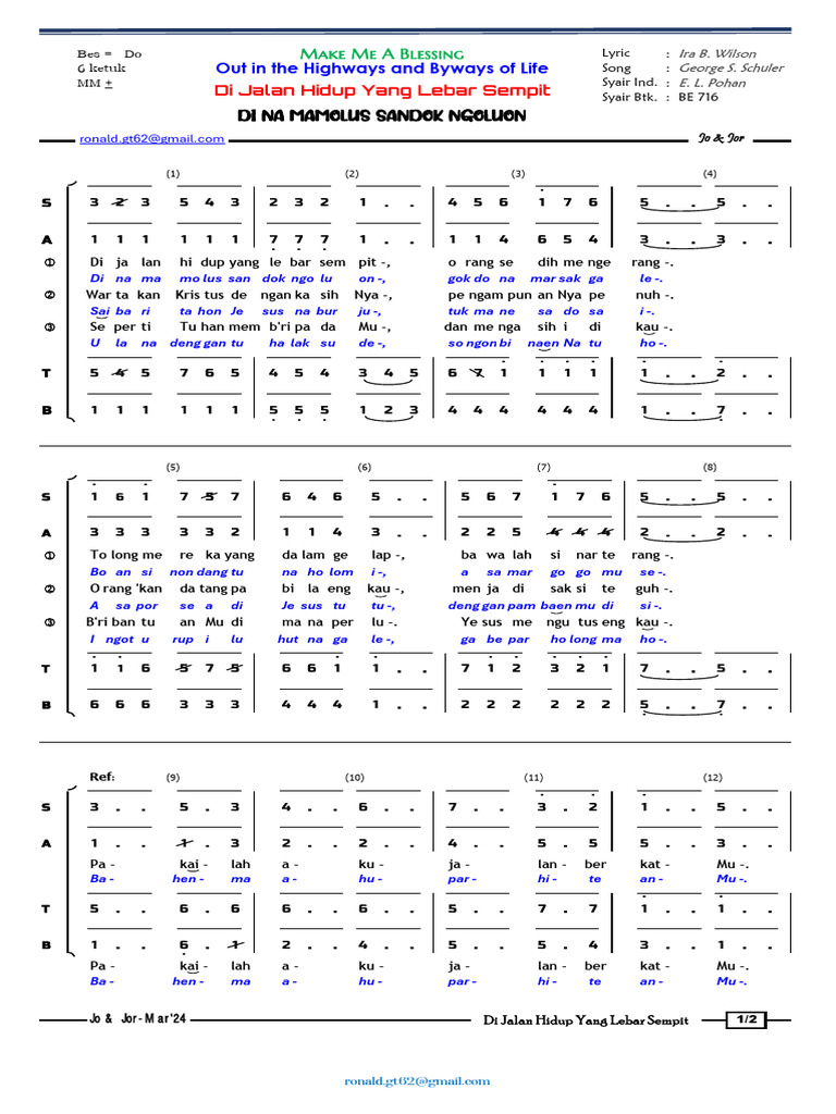 Di Jalan Hidup Yang Lebar Sempit-SATB | PDF
