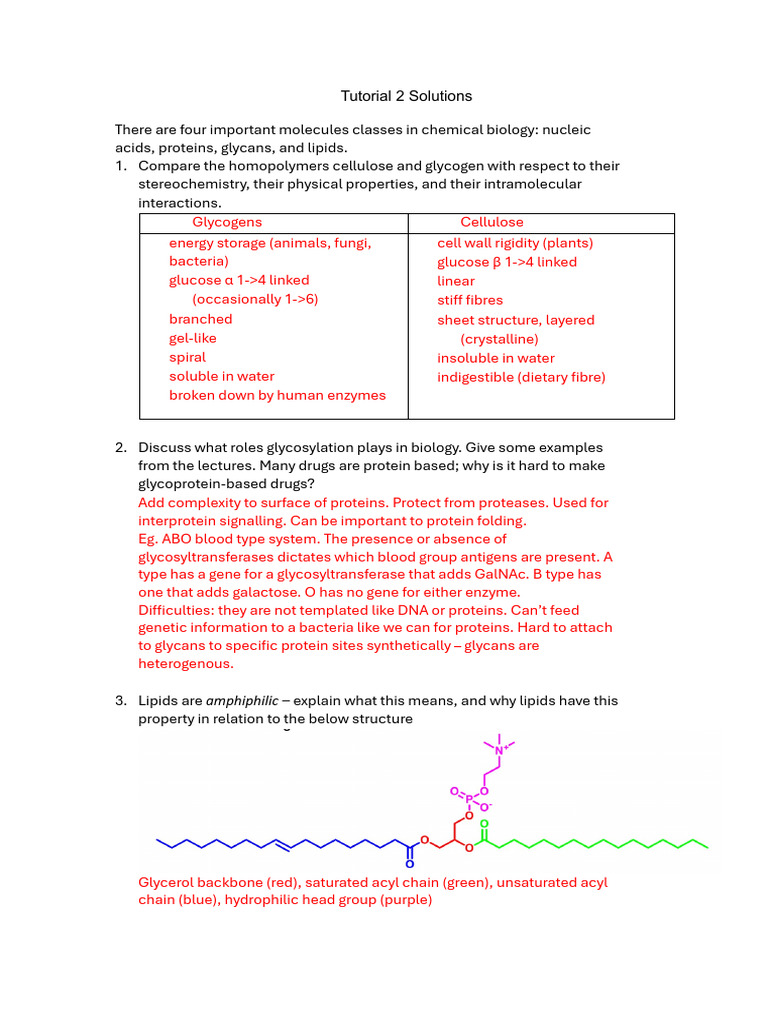 Tutorial 2 Solutions | PDF | Reaction Rate | Lipid Bilayer Tutorial 2 Solutions | PDF | Reaction Rate | Lipid Bilayer