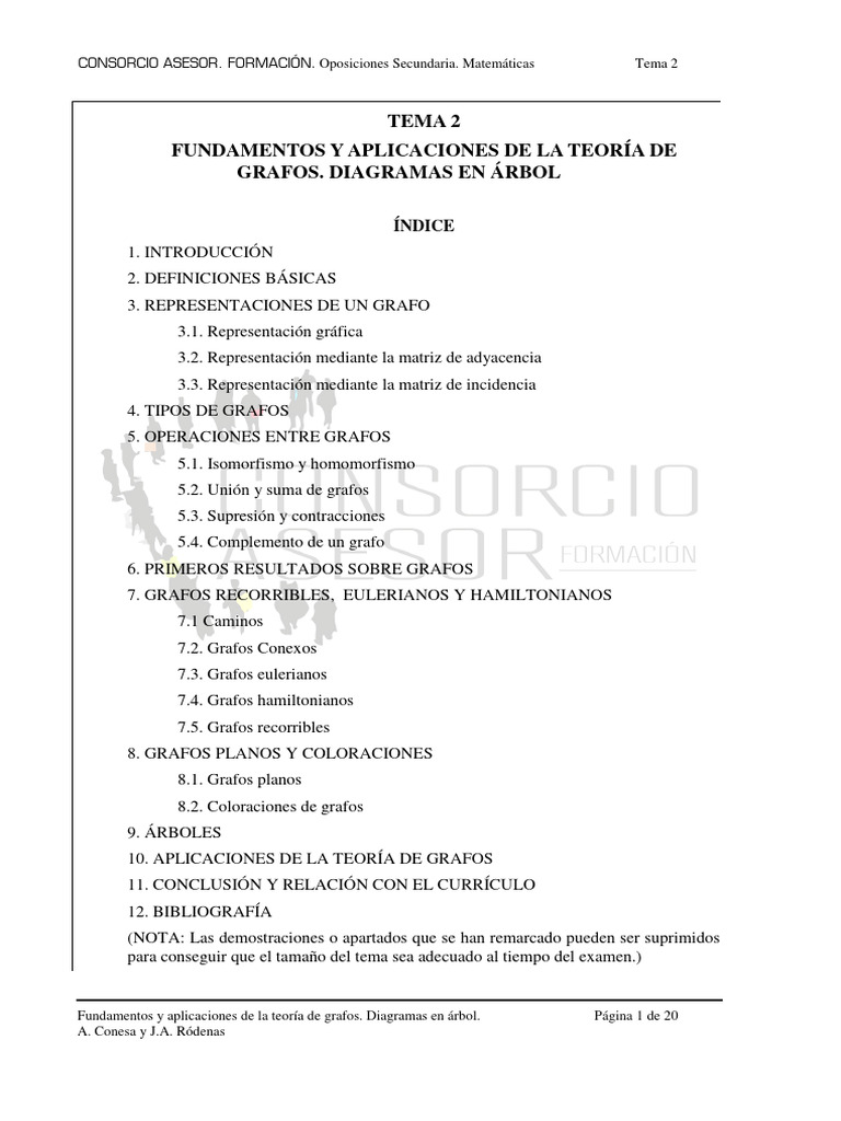 TEMA 2. Fundamentos y aplicaciones de la teoría de grafos. Diagramas en árbol | PDF | Teoría de ...