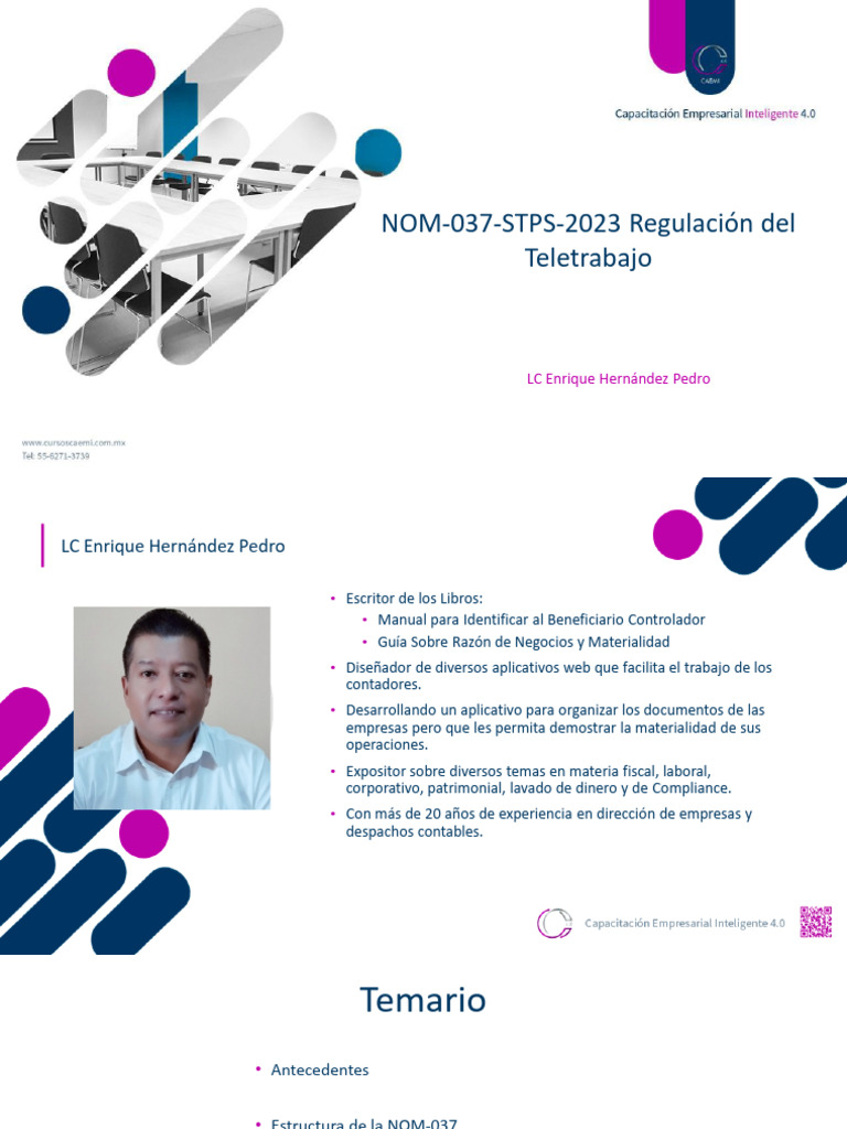 Curso NOM-037 Teletrabajo | PDF | Factores humanos y ergonomía | Derecho laboral