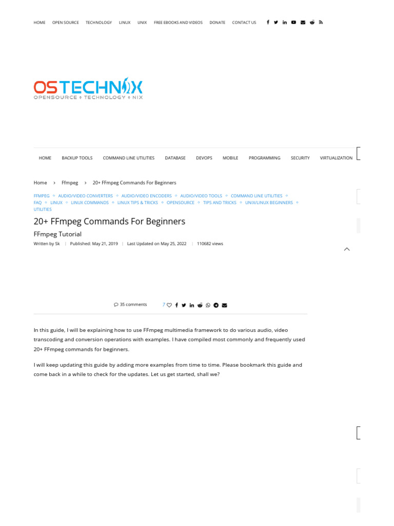 20+ FFmpeg Commands For Beginners - OSTechNix | PDF | Computer Science | Computing