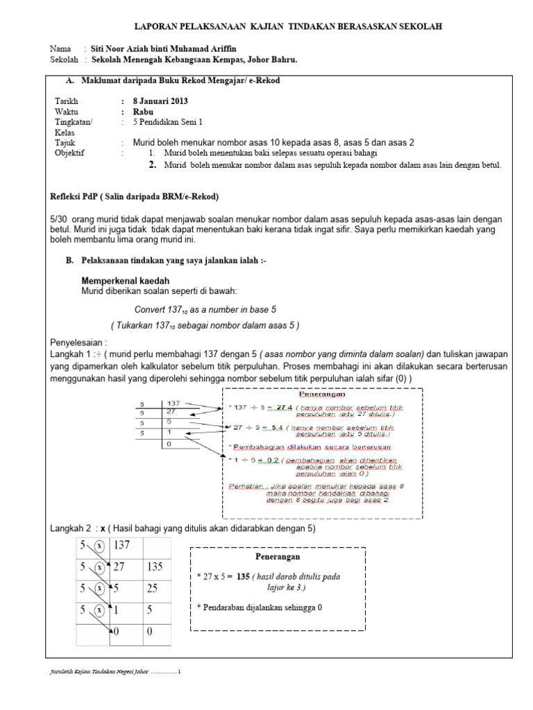 Contoh Pelaksanaan Tindakan Satu Helai | PDF