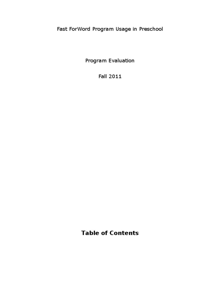 Final Program Evaluation | PDF | Teachers | Preschool