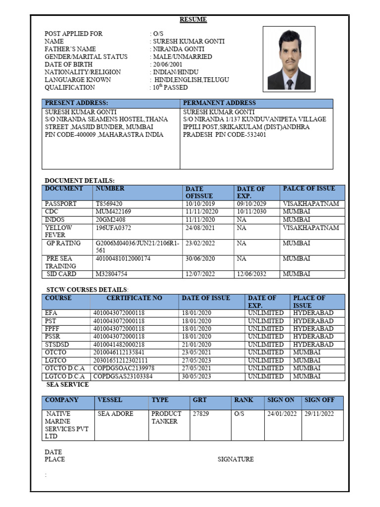 GONTI SURESH CV-1 - Organized | PDF