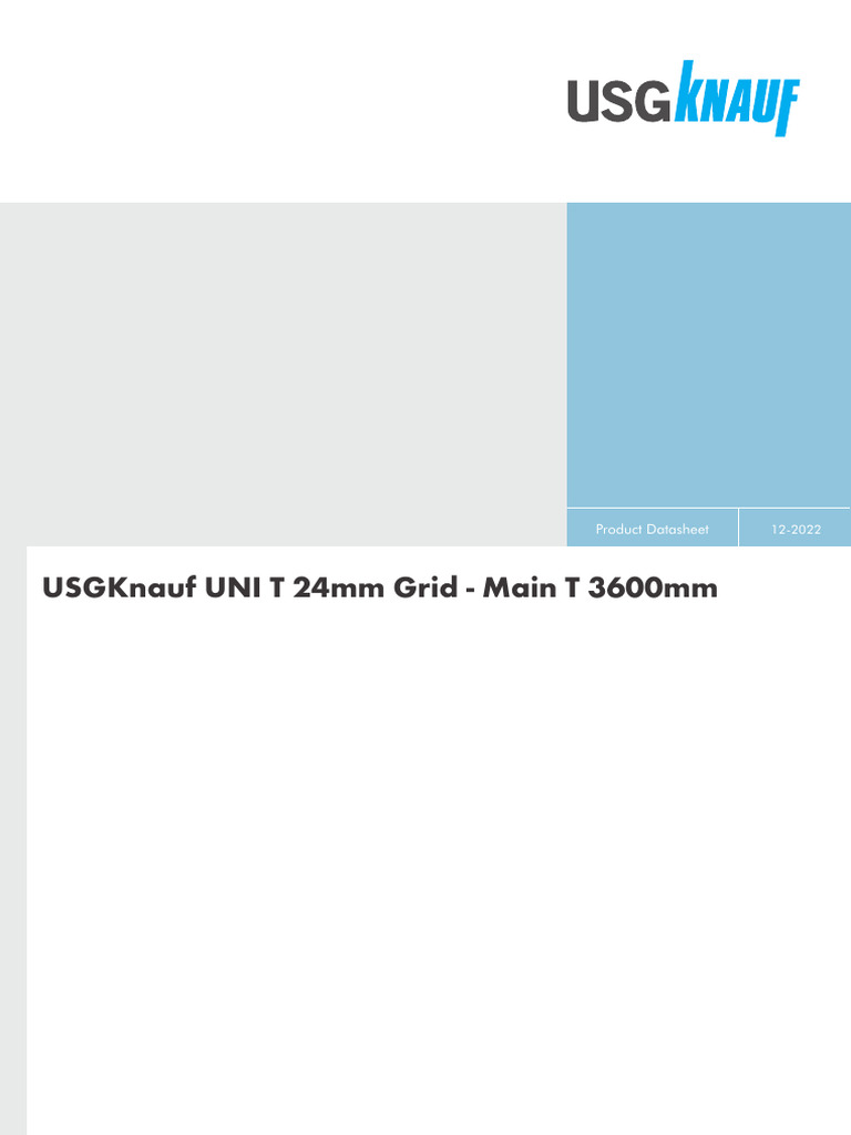 USGKnauf UNI T 24mm Main T Grid 3600mm | PDF