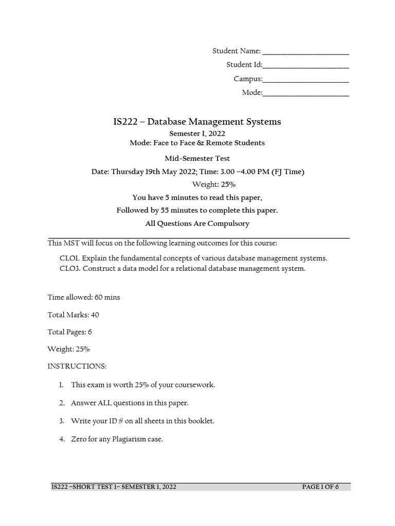 MST IS222 S22022 Print | Download Free PDF | Computing | Information Technology Management