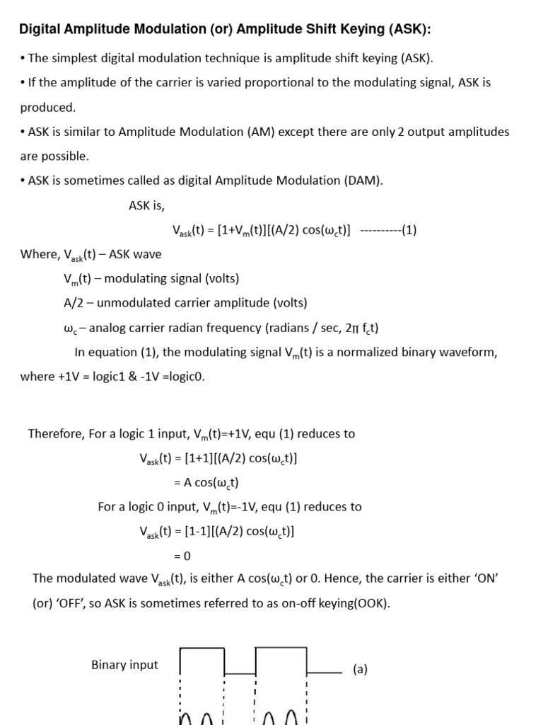 Amplitude Shift Keying | PDF