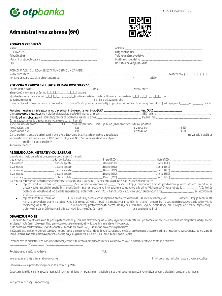 Obrazac Za Stambeni Kredit | PDF