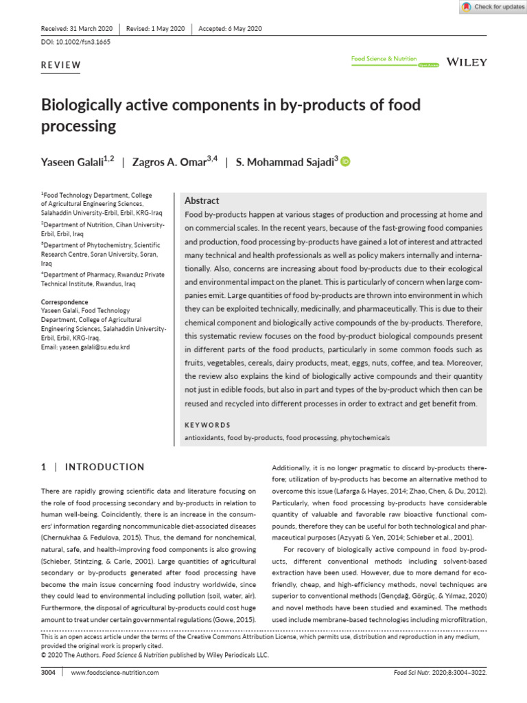Biologically Active Components in by Products of Food Processing | PDF ...