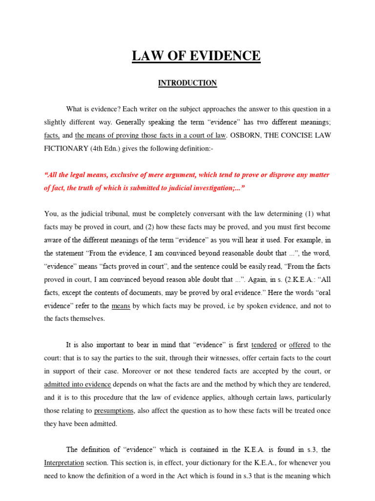 Law+of+evidence+notes+part+one-Relevance+ +admissibility | PDF ...