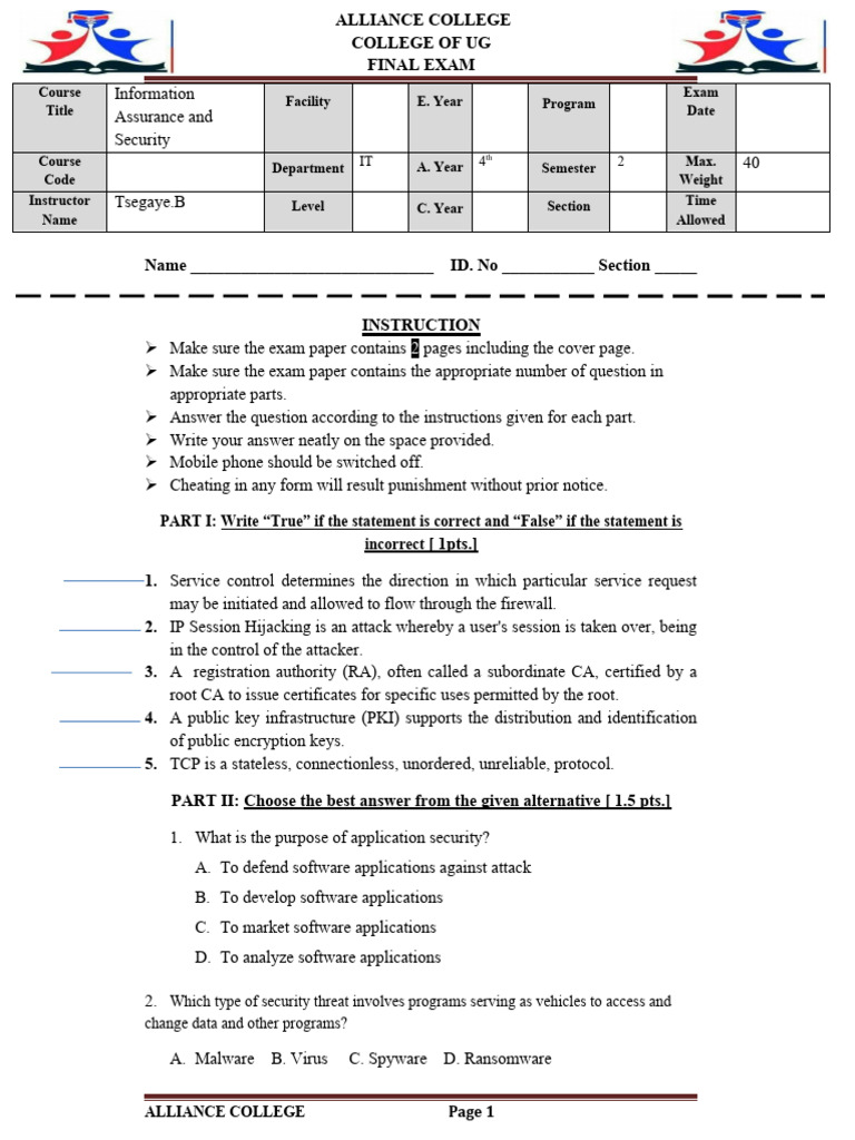 Info Ashu 4th FINAL - Exam1 | PDF | Public Key Cryptography | Key ...