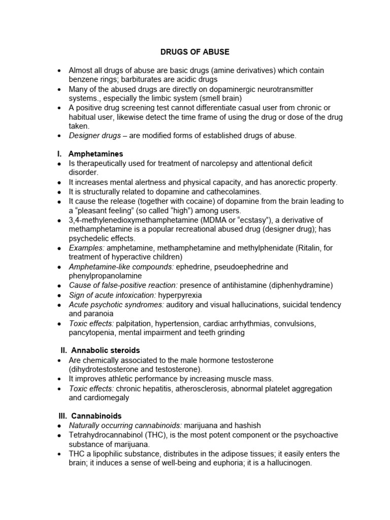 DRUGS OF ABUSE Notes | PDF | Morphine | Heroin