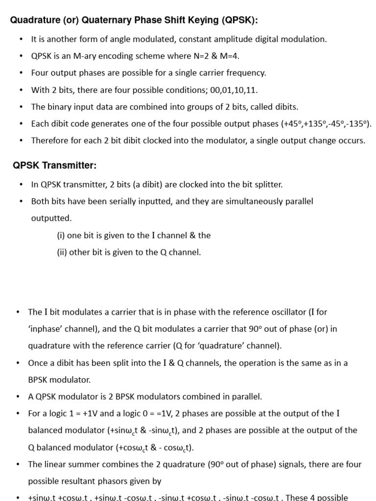 Quadrature (Or) Quaternary Phase Shift Keying | PDF | Modulation ...
