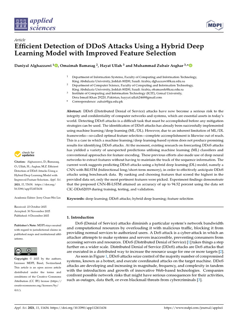 Efficient Detection Of Ddos Attacks Using A Hybrid Deep Learning Model With Improved Feature