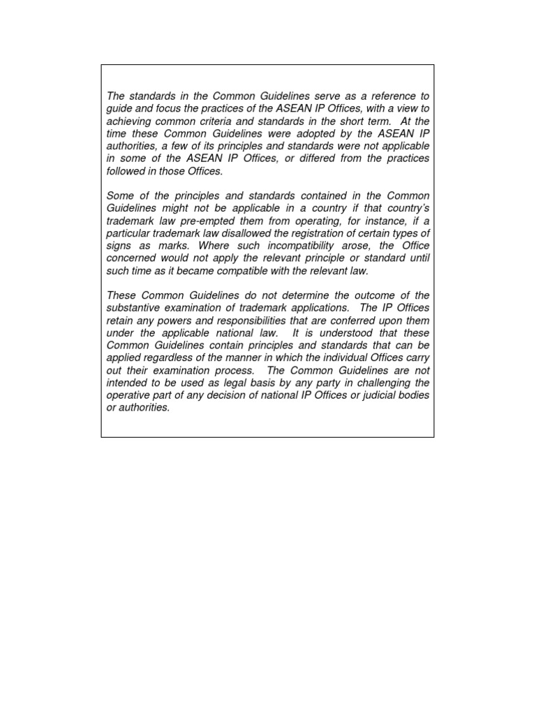 ASEAN TM Examination Guideline | PDF | Trademark | Senses