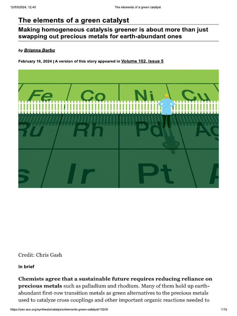 The Elements Of A Green Catalyst Pdf