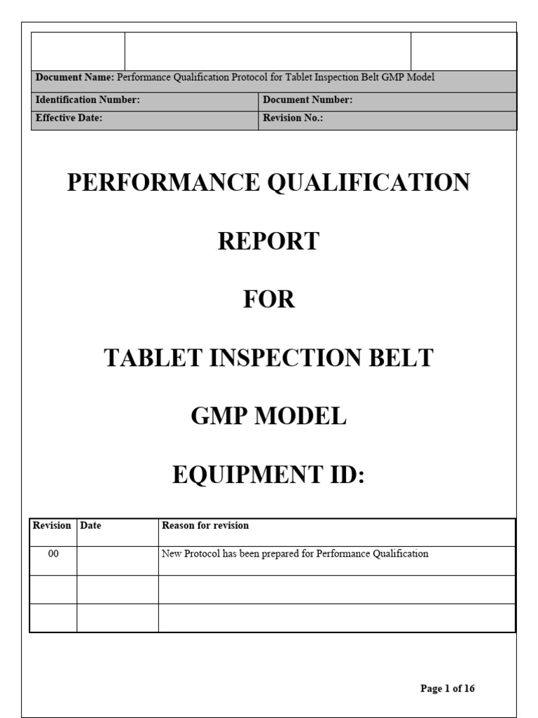 PQ Protocol For Tablet Inspection Belt | PDF | Verification And ...