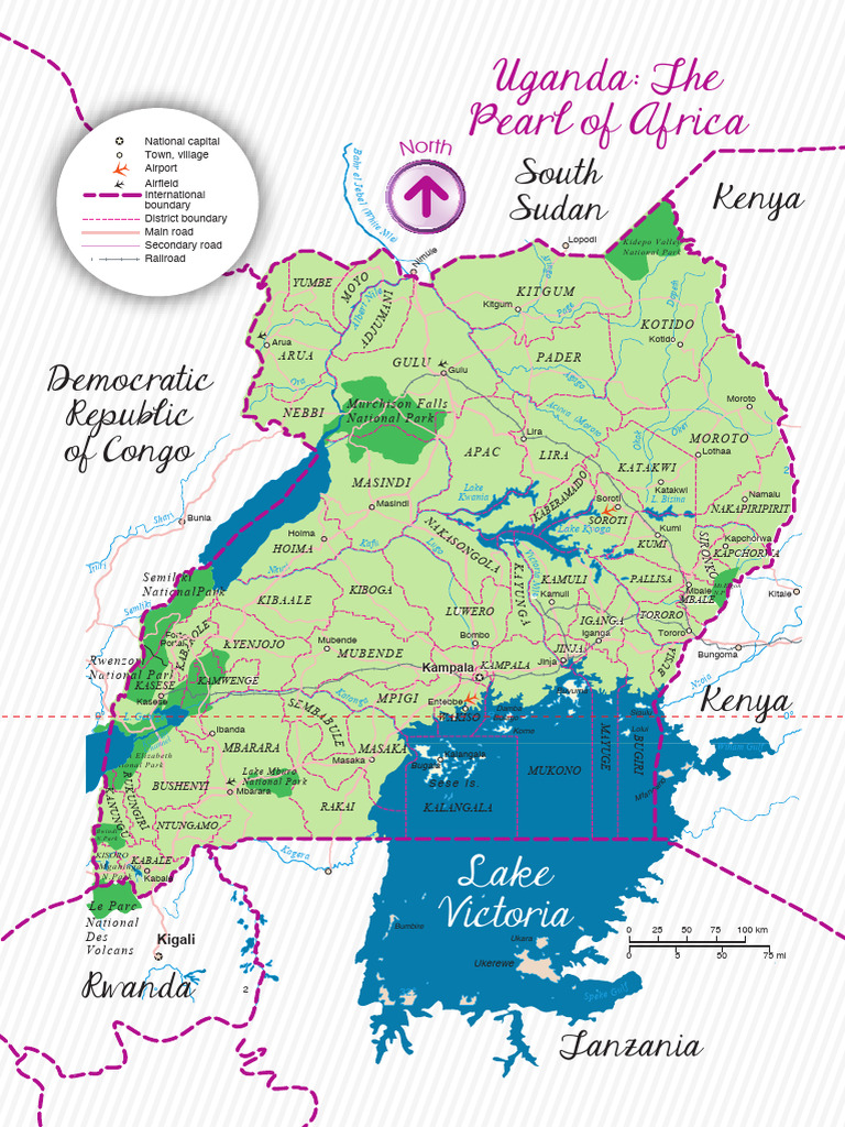 Uganda Districts and Attractions Map | PDF
