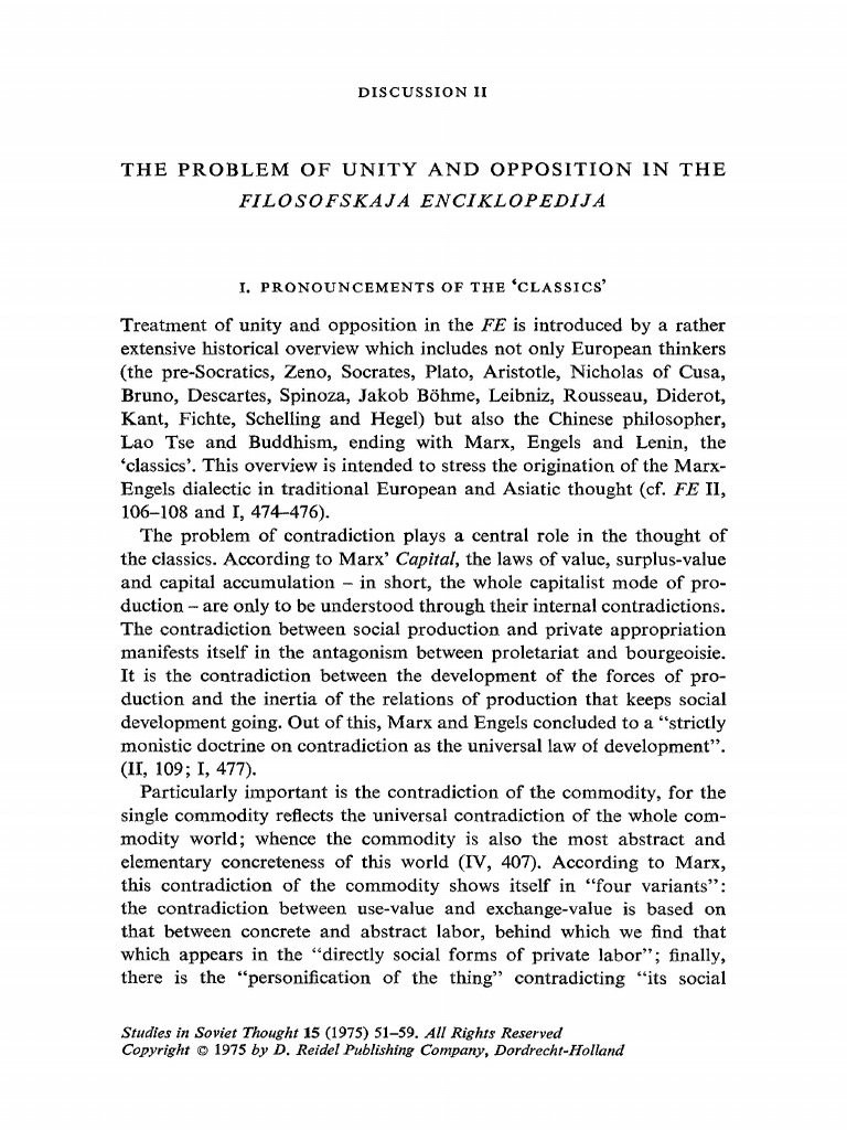 The Problem of Unity and Opposition in T | PDF | Dialectic | Socialism