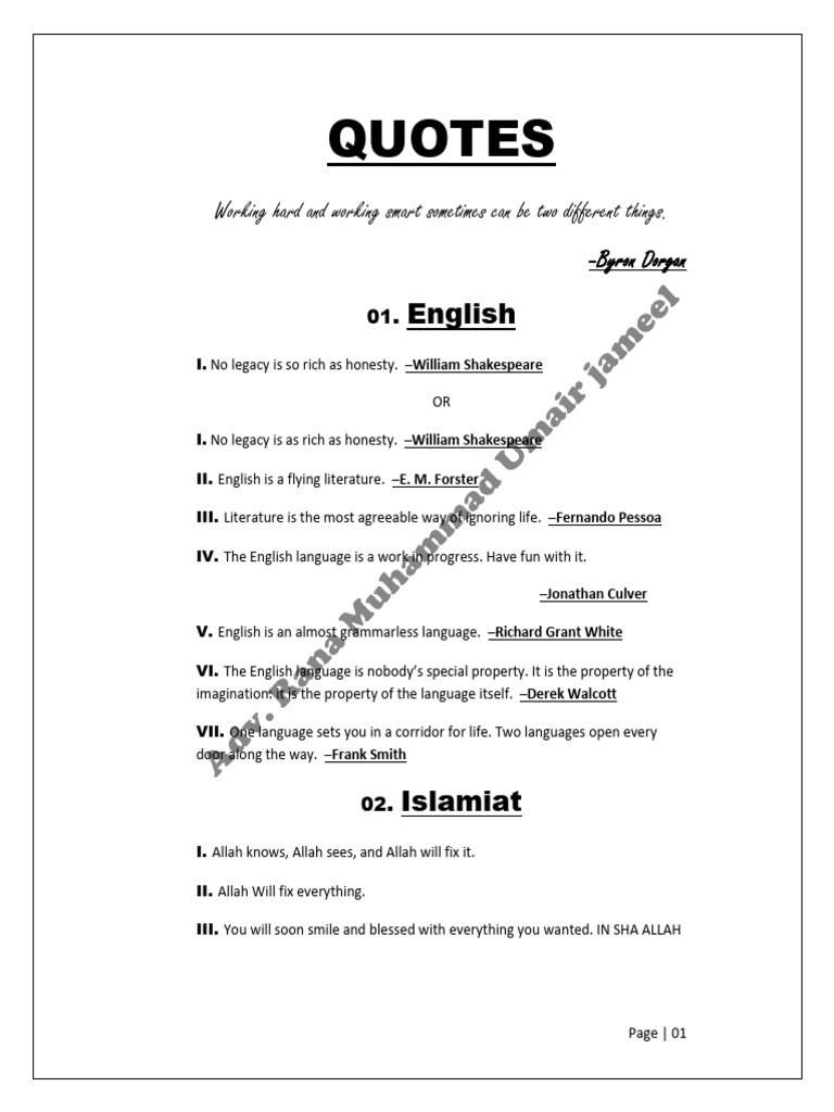 Umair Jameel Quotes (Letter Size) | PDF | History