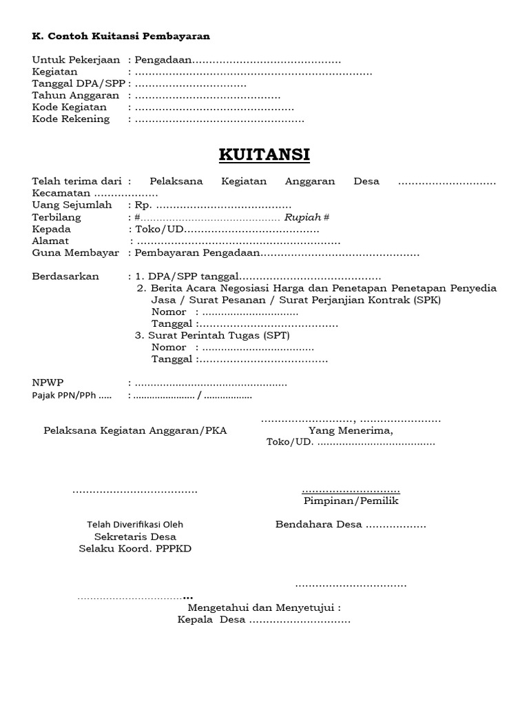 CONTOH KUITANSI DINAS | PDF