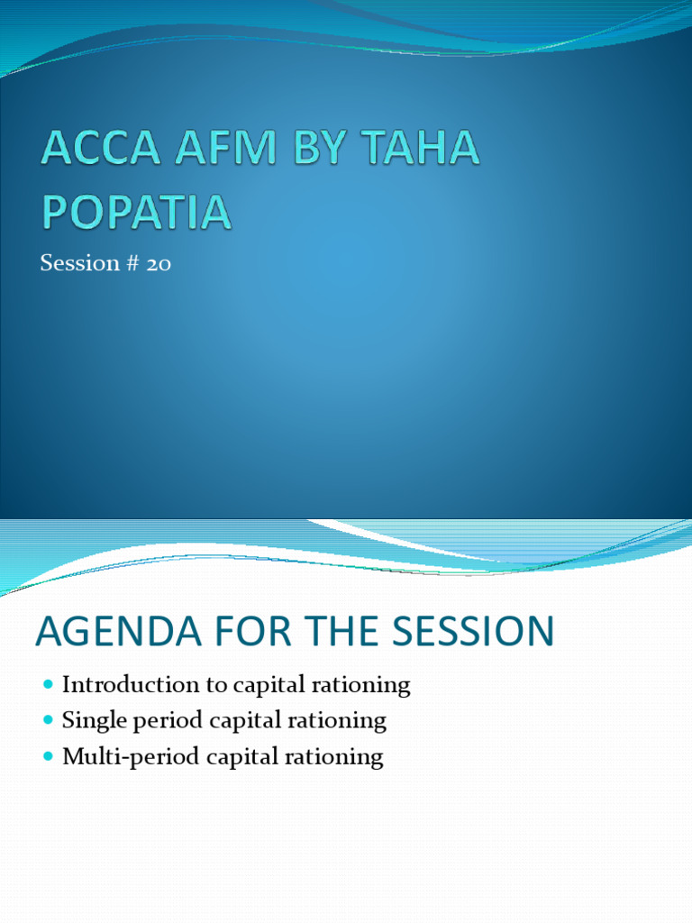 AFM Class # 20 - Capital Rationing | PDF | Financial Capital | Stocks