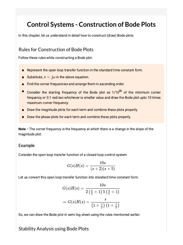 Control Systems - Construction of Bode Plots | Download Free PDF | Signal Processing | Computer ...