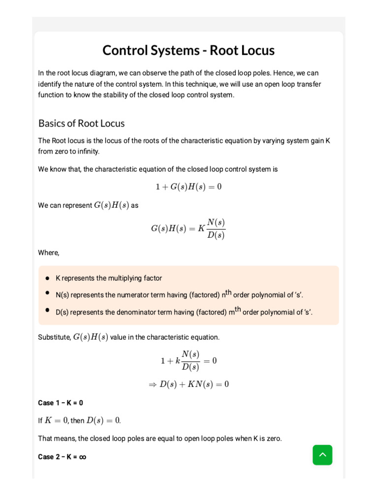 Control Systems - Root Locus | Download Free PDF | Control Theory ...