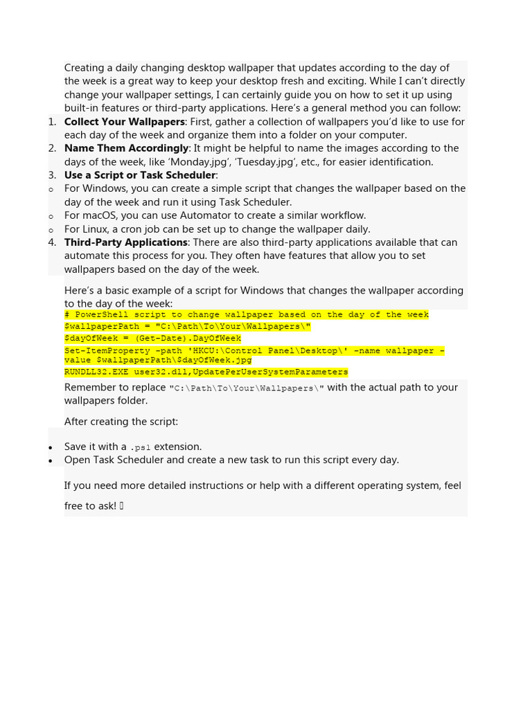 Creating a Daily Changing Desktop Wallpaper That Updates According to ...