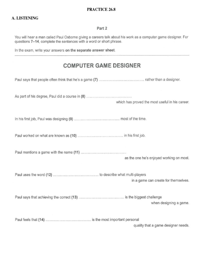 Practice 26.8 A. Listening | Download Free PDF | Emotions | Facial Expression