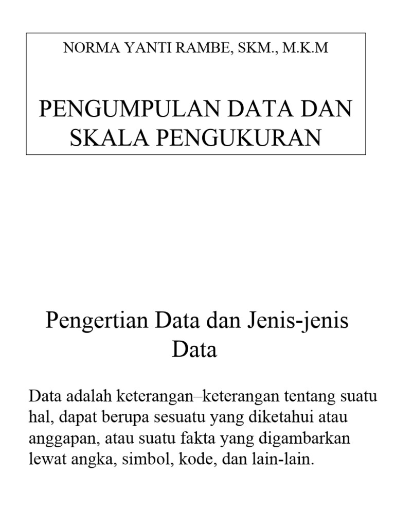 Pengumpulan Data Dan Skala Pengukuran | PDF