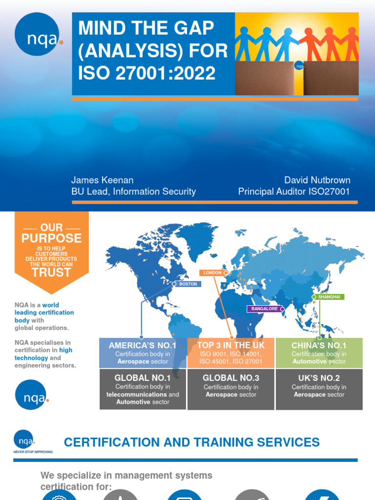 Mind The Gap (Analysis) For ISO 270012022 NQA Webinar | PDF | Certification | Aerospace