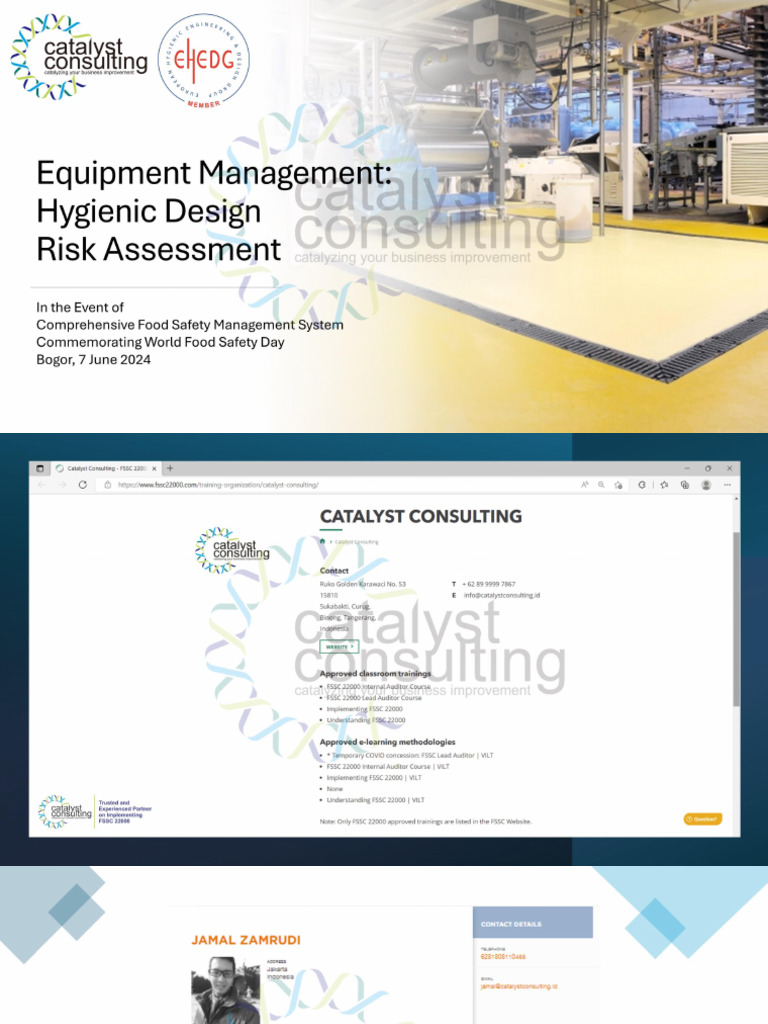 Equipment Management, Requirements, Hygienic Design Risk Assessment ...