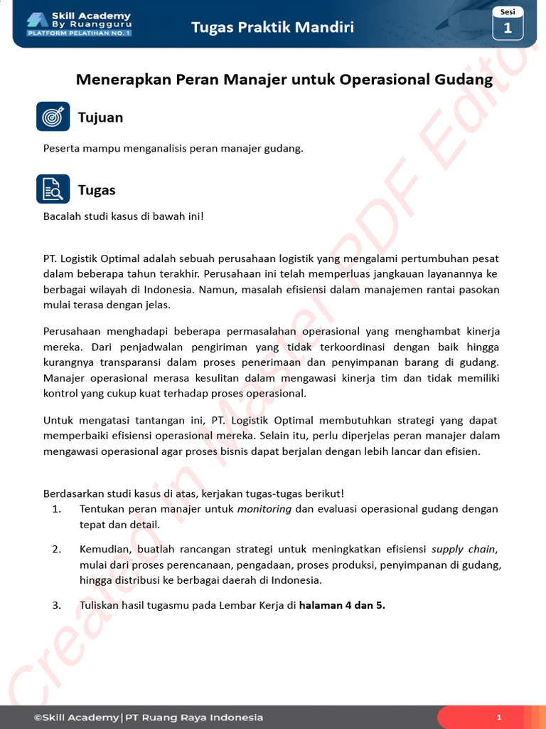 TPM 1 Peran Manajer Operasional Gudang - (Rifki Suharnapuri) | PDF