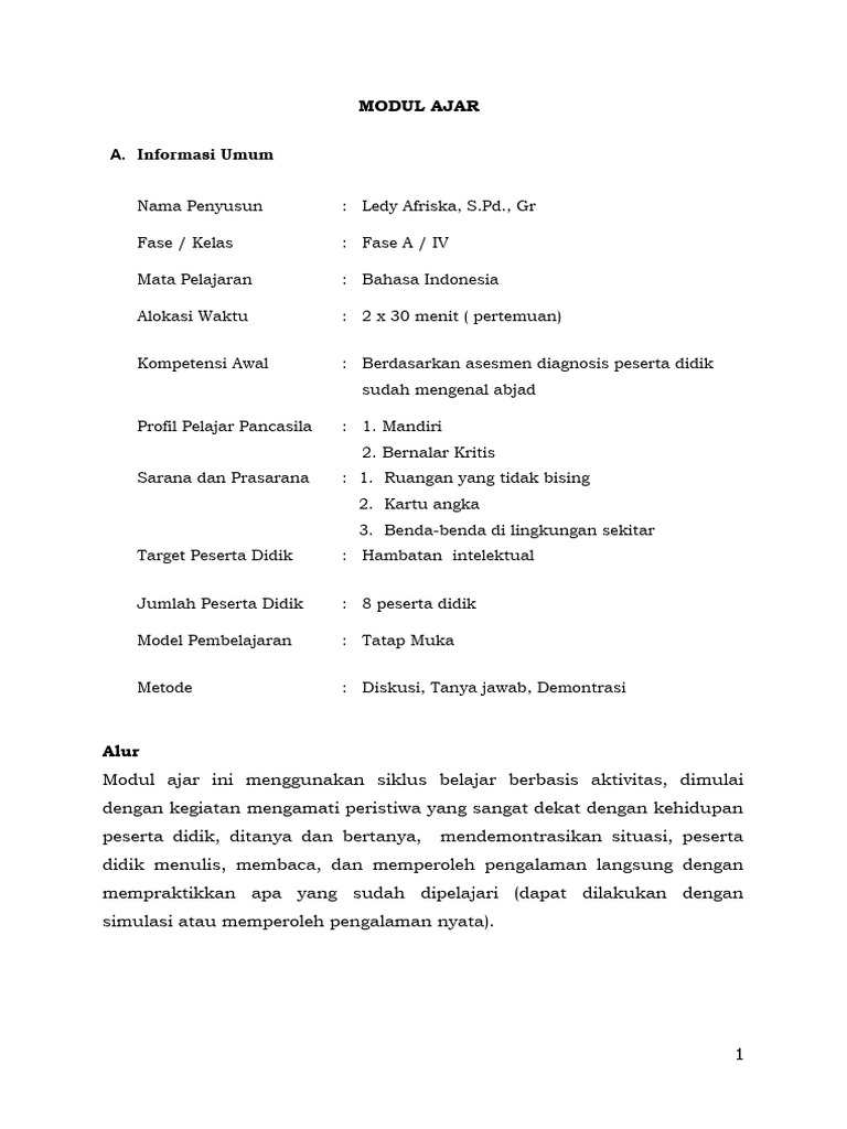Modul Ajar BI Kls IV Fase A | PDF